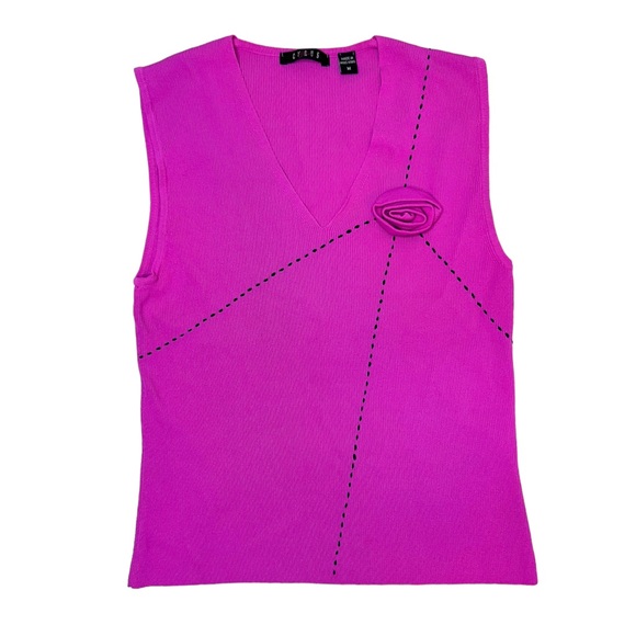 Cyrus | Tops | Y2k Cyrus Knit V Neck Magenta 3d Arose Details ...